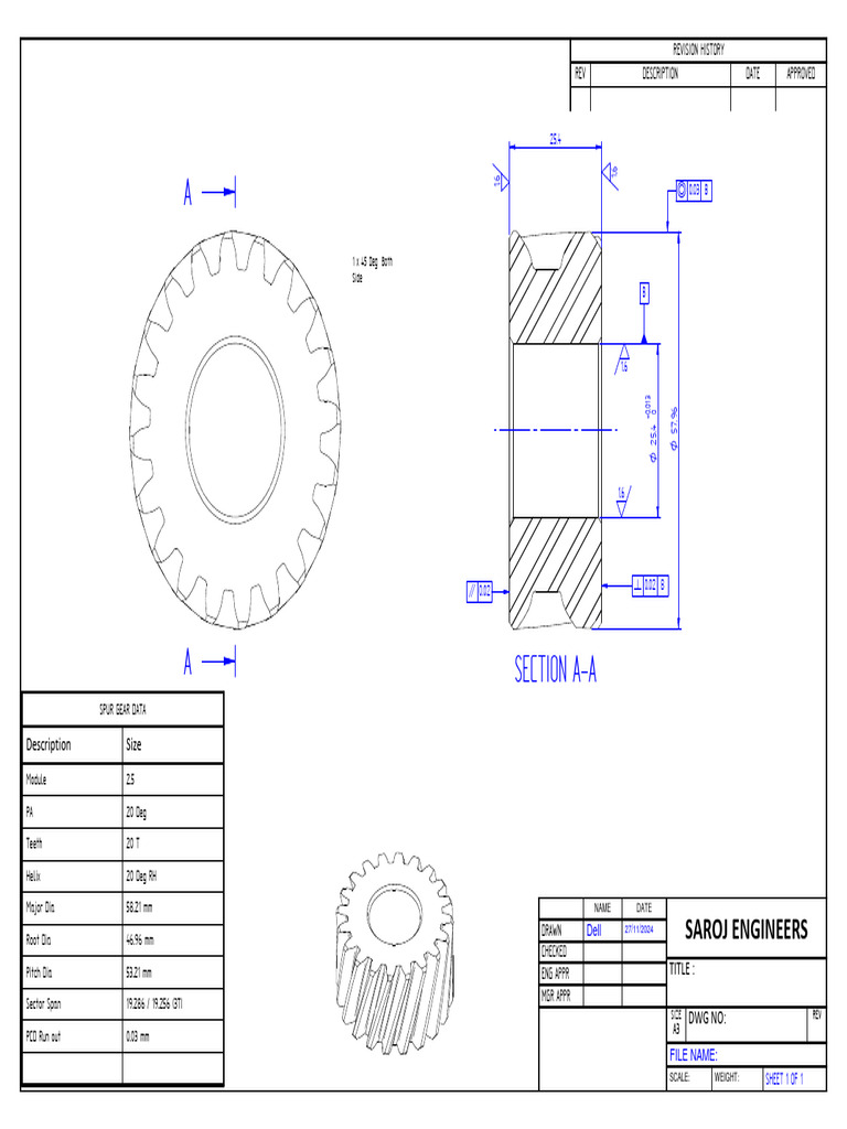 Spur Gear Specifications and Details | PDF | Gear | Machines
