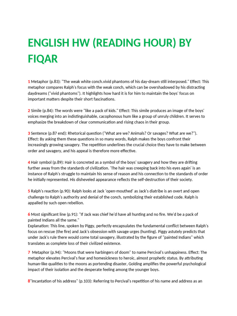 English Reading Hour CH 5 | PDF