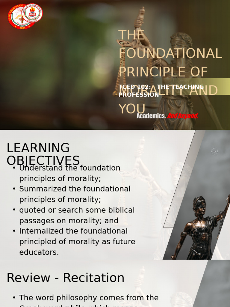 The Foundational Principle of Morality and You | PDF | Philosophy Of Education | Virtue