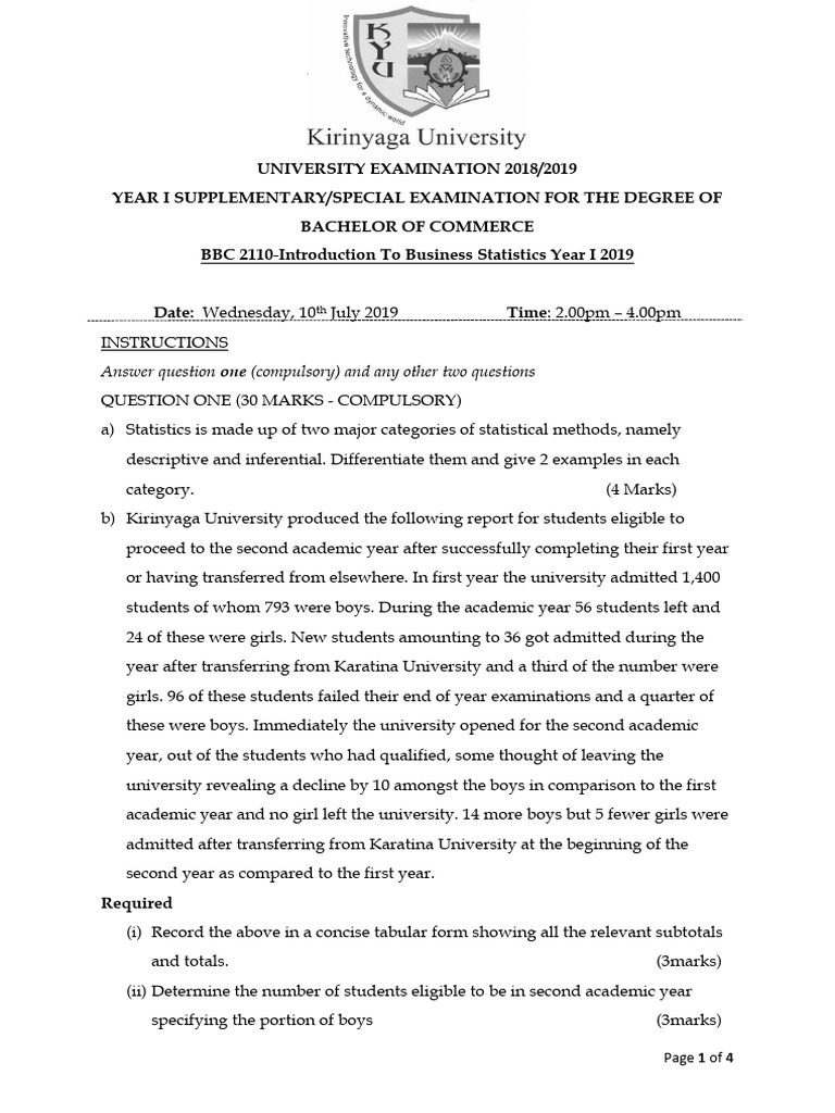 Business Statistics Exam Questions 2019 | PDF | Least Squares ...