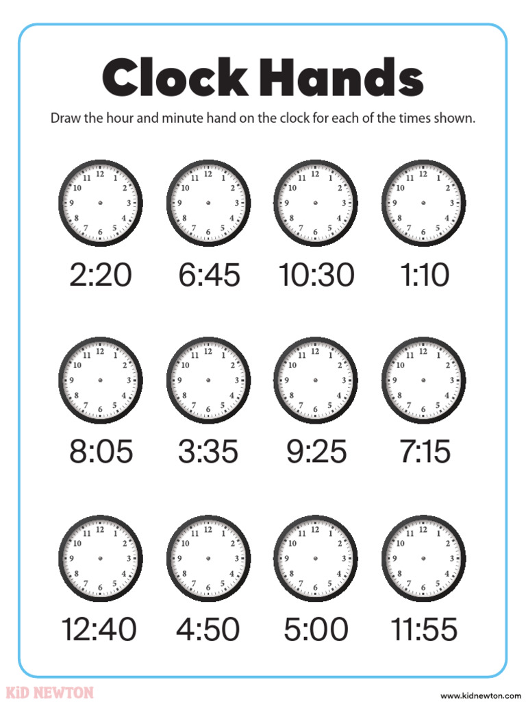 Clock Hands Worksheet | PDF