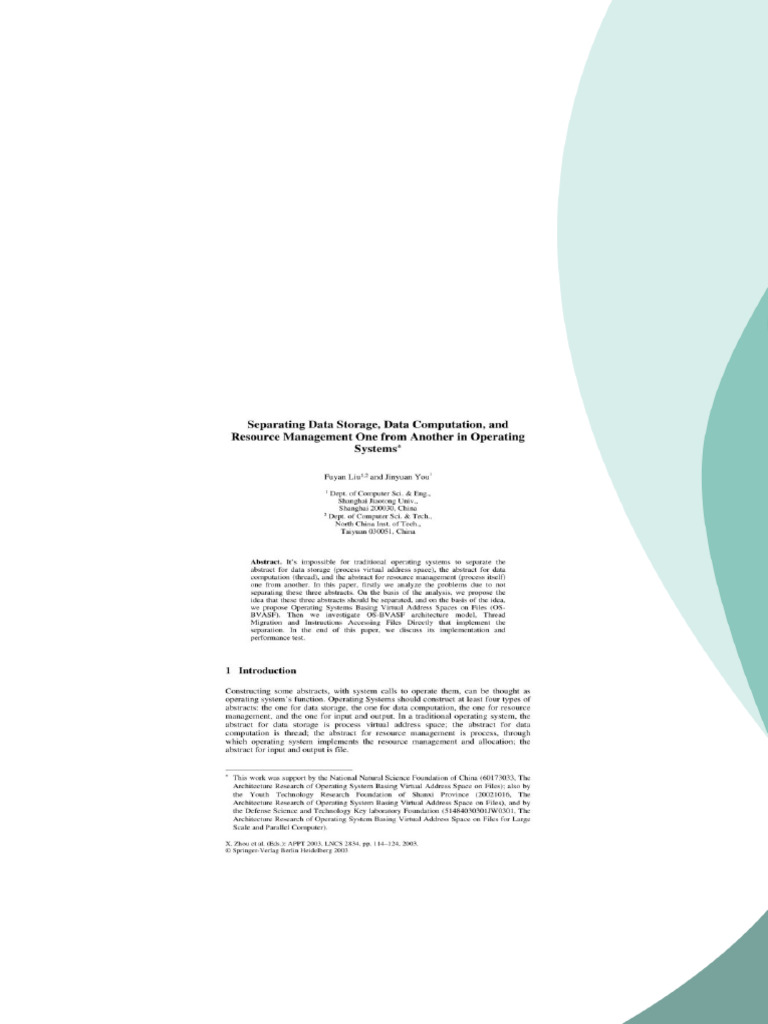 LNCS 2834 Separating Data Storage Data Computation and Resource Management One From Another in ...