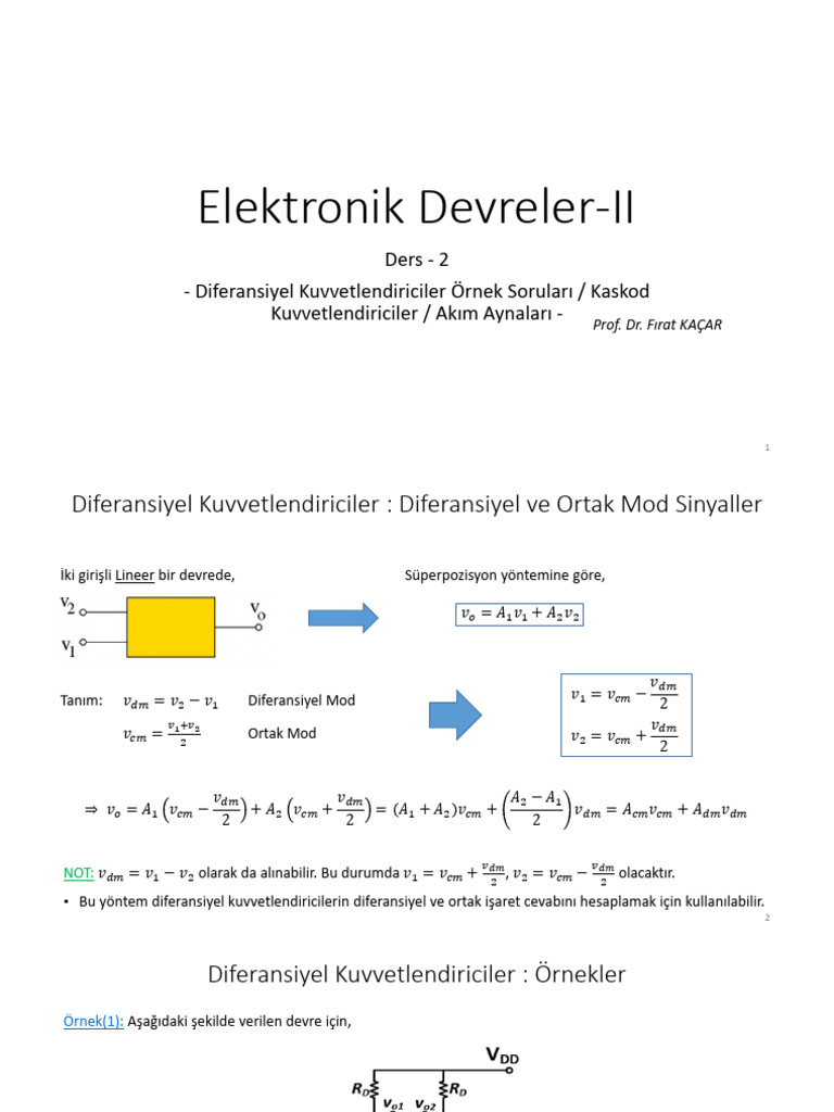 Elektronik Devreler - II (Hafta-2) | PDF