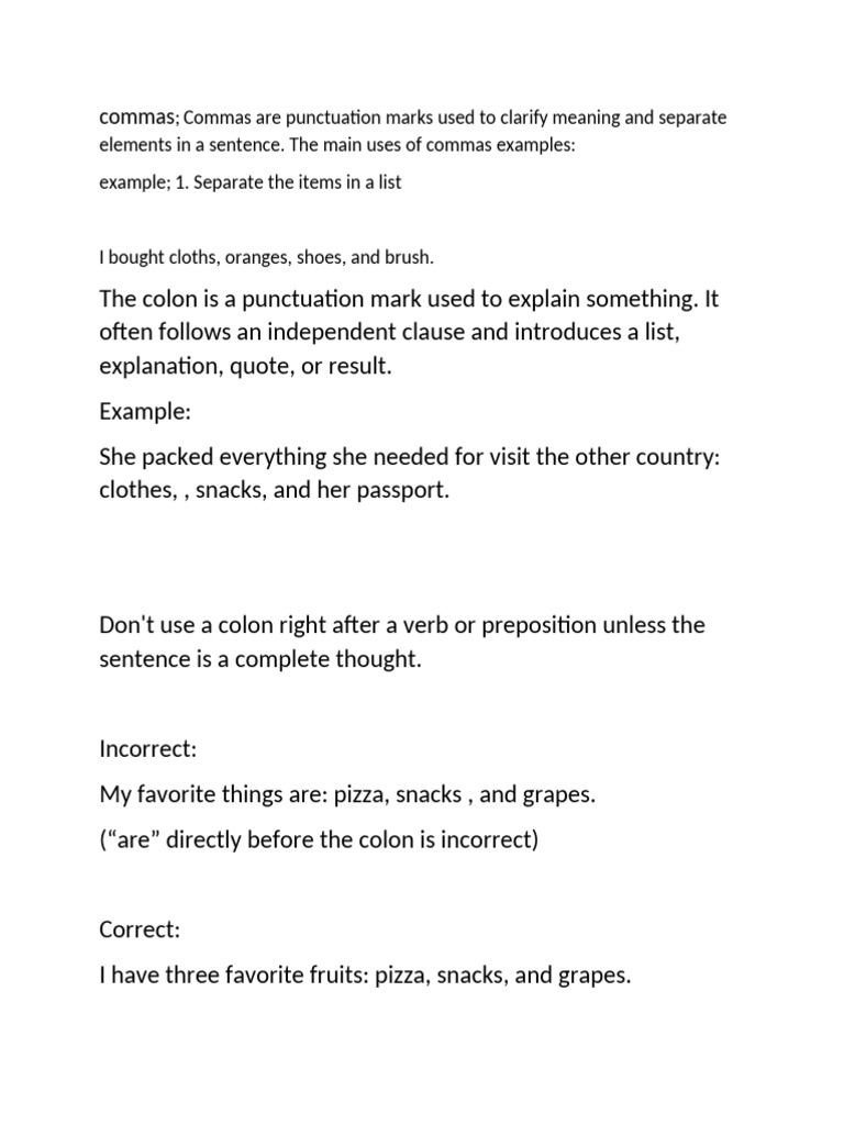 Comma, Colon, and Semicolon Usage Guide | PDF