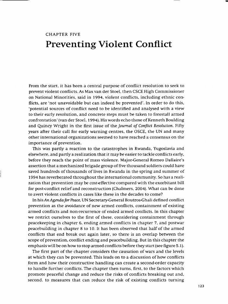 Ch 5 Preventing Violent Conflict Pdf Aggression Conflict Process