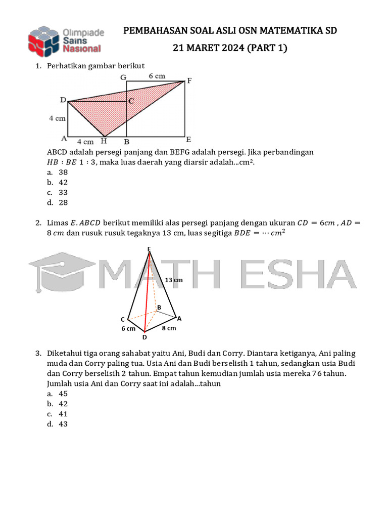 Soal Asli Osn SD Part 1 2024 | PDF
