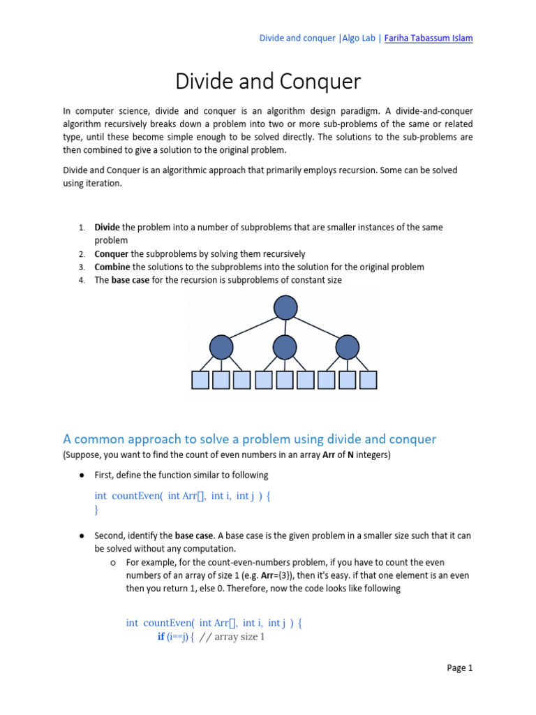 03. Divide and Conquer | PDF | Algorithms And Data Structures | Algorithms
