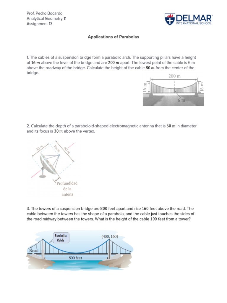 Assignment 13: Applications of Parabolas | PDF