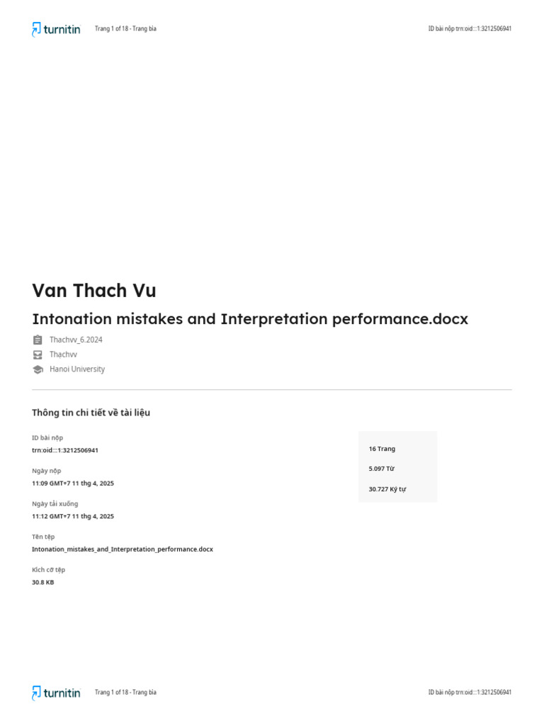 Intonation Mistakes and Interpretation Performance | PDF