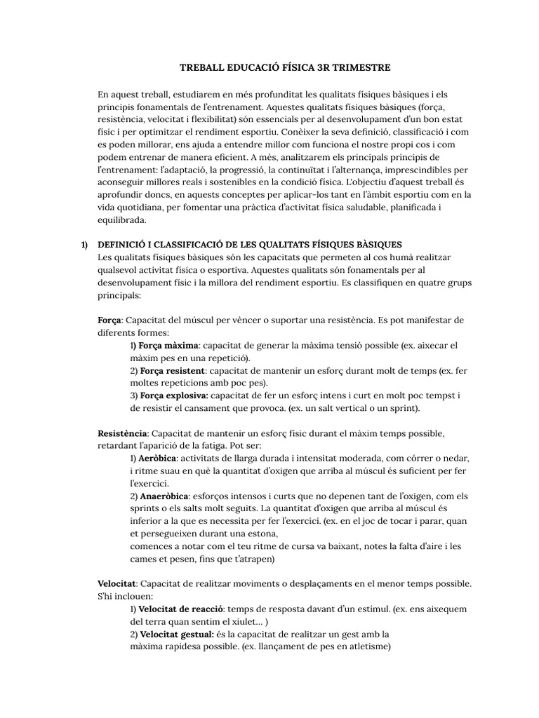 Treball Educació Física 3r Trimestre | PDF