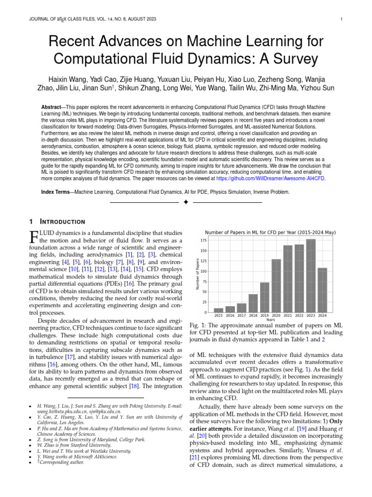 Recent Advances on Machine Learning for Computational Fluid Dynamics A Survey | PDF ...