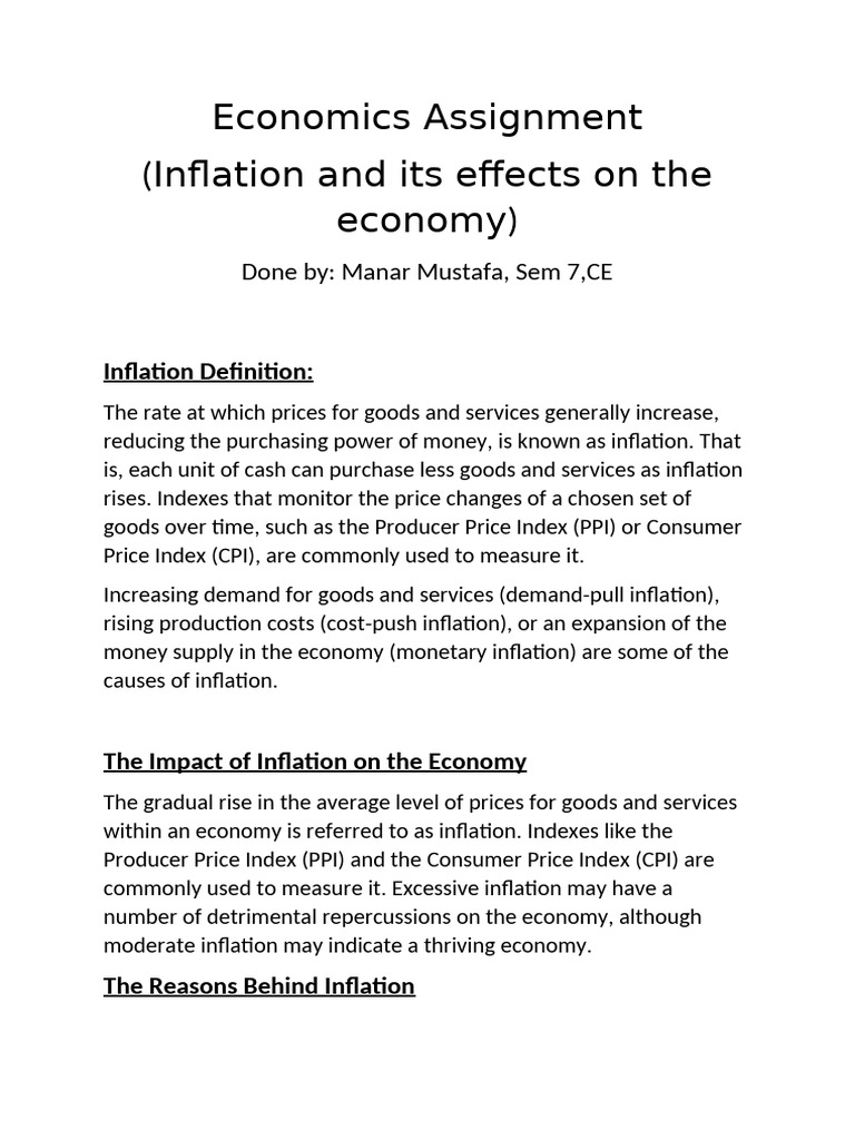 Economics Assignment | PDF | Inflation | Money