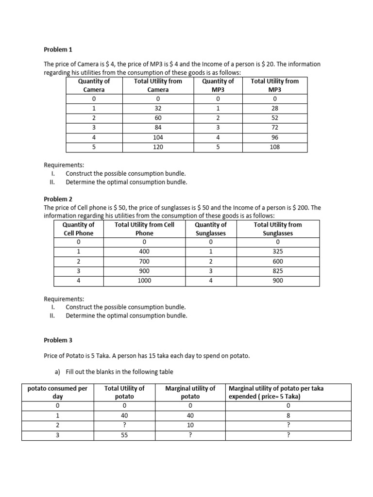 Consumption Bundles and Equilibrium Prices | PDF | Utility | Economic ...