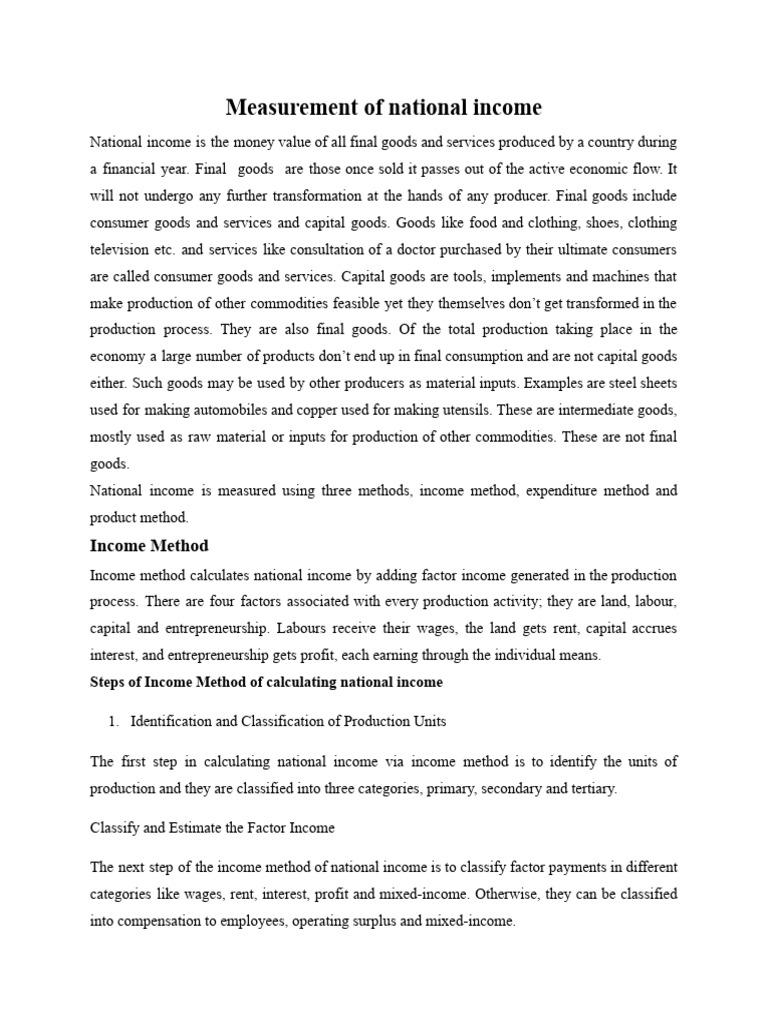 Measurement of National Income - Income Method - Docx - Google Docs-1 ...