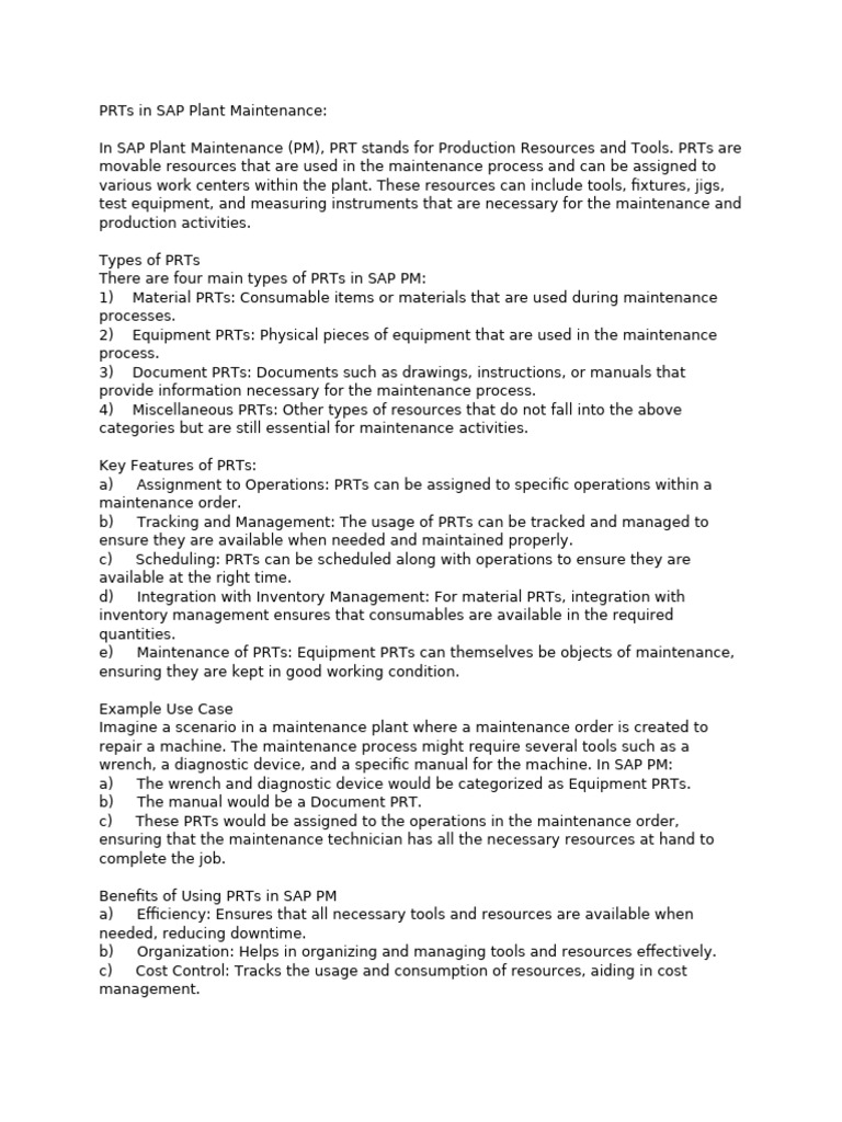 Understanding PRTs in SAP PM | PDF