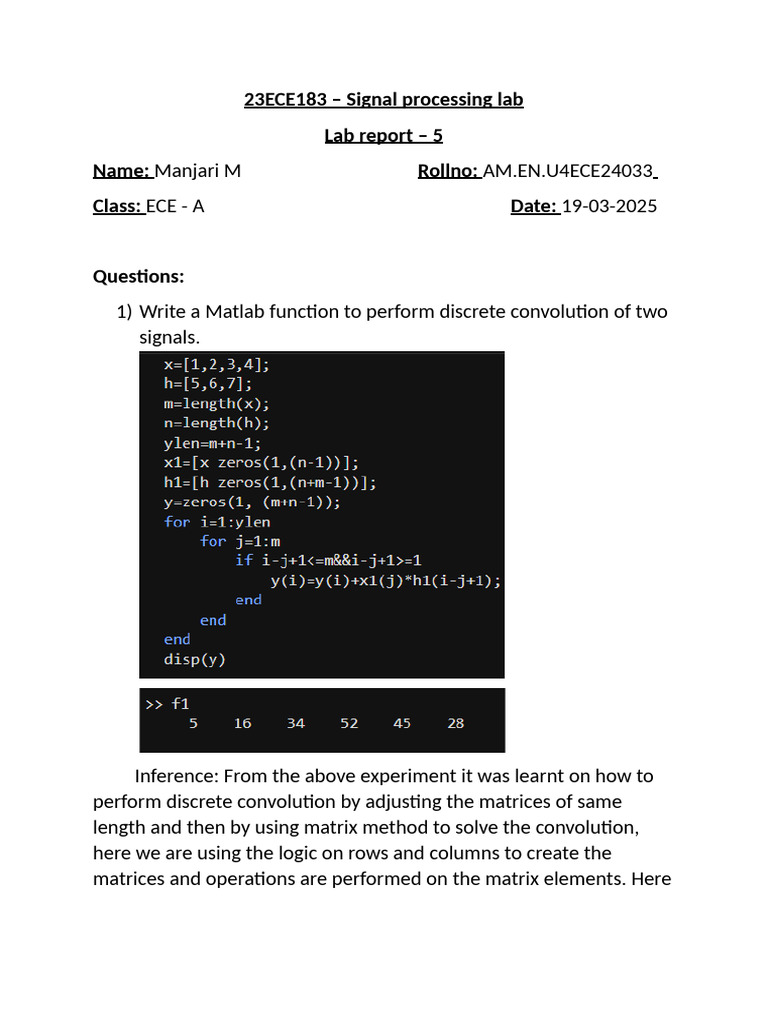 lab5 matlab report | PDF