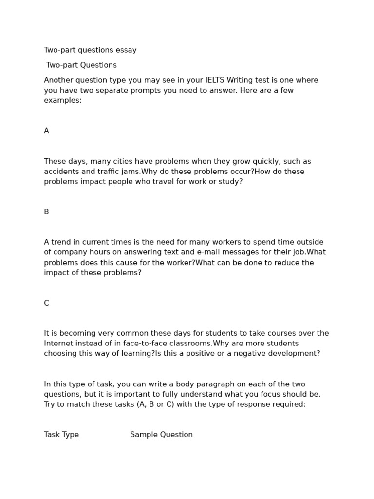 Two Part Questions | PDF