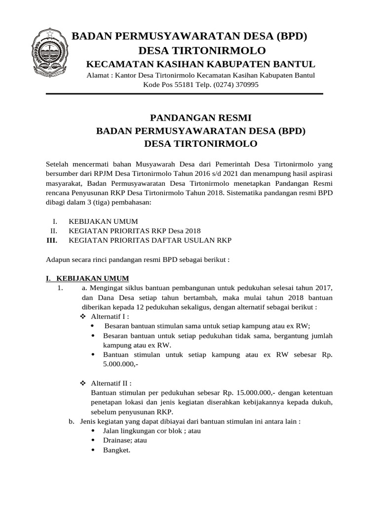 Pandangan Resmi BPD | PDF