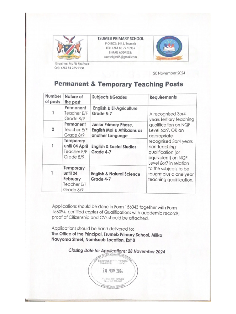 Permanent & Temporary Teaching Posts-1 | PDF