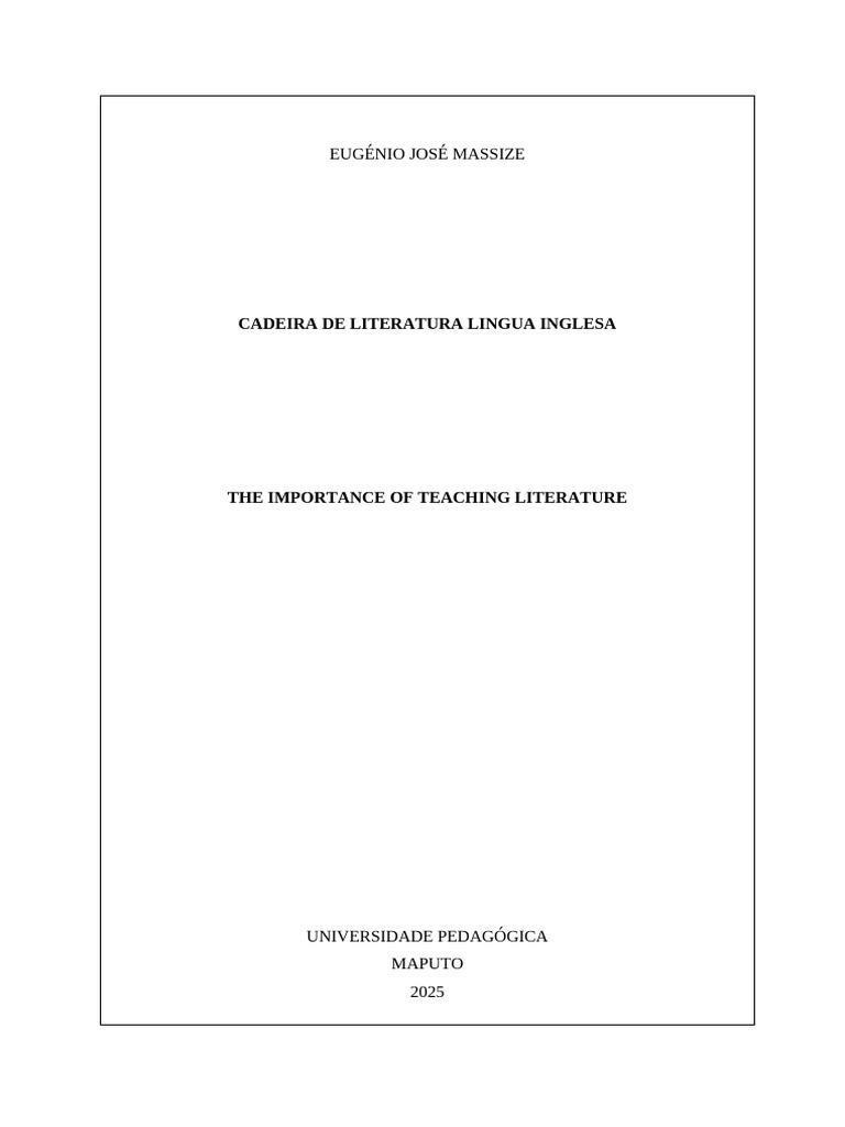 Essay Importance of Teaching Literature | PDF | English As A Second Or Foreign Language | Teachers
