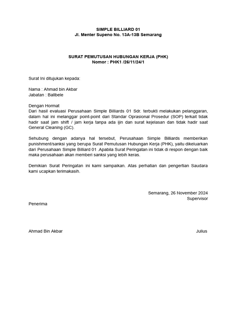 Surat Peringatan | PDF