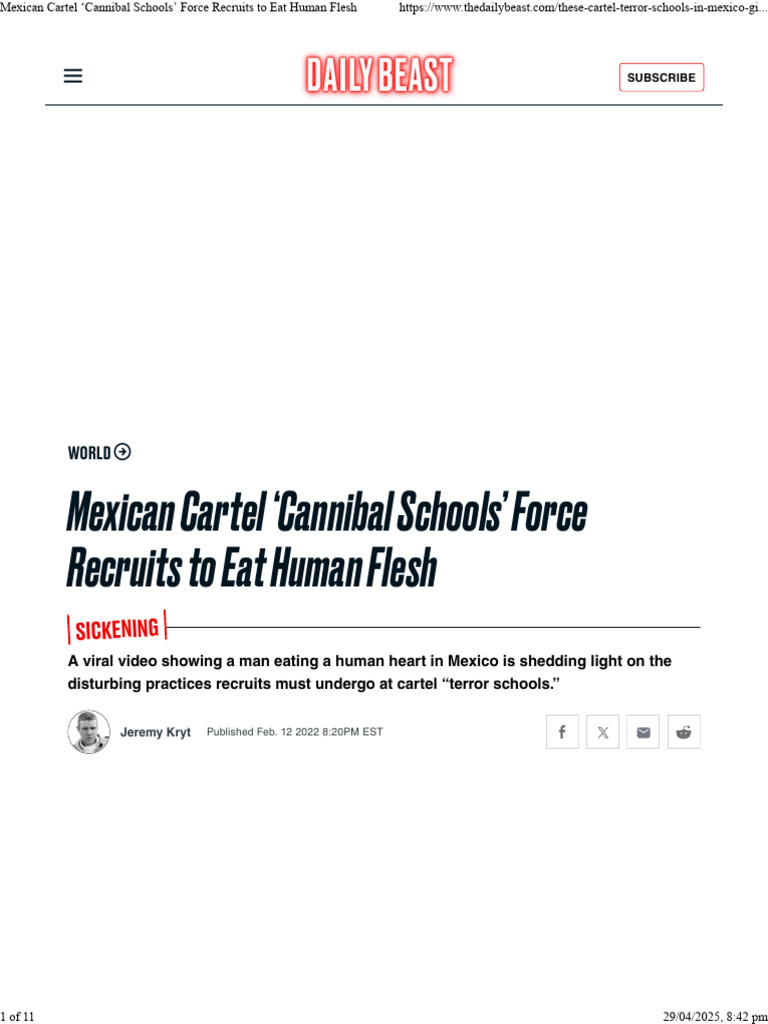 Cartel 'Cannibal Schools' Exposed | PDF | Crimes | Crime & Violence