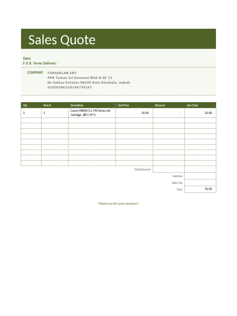Sales Quotation Templates | PDF