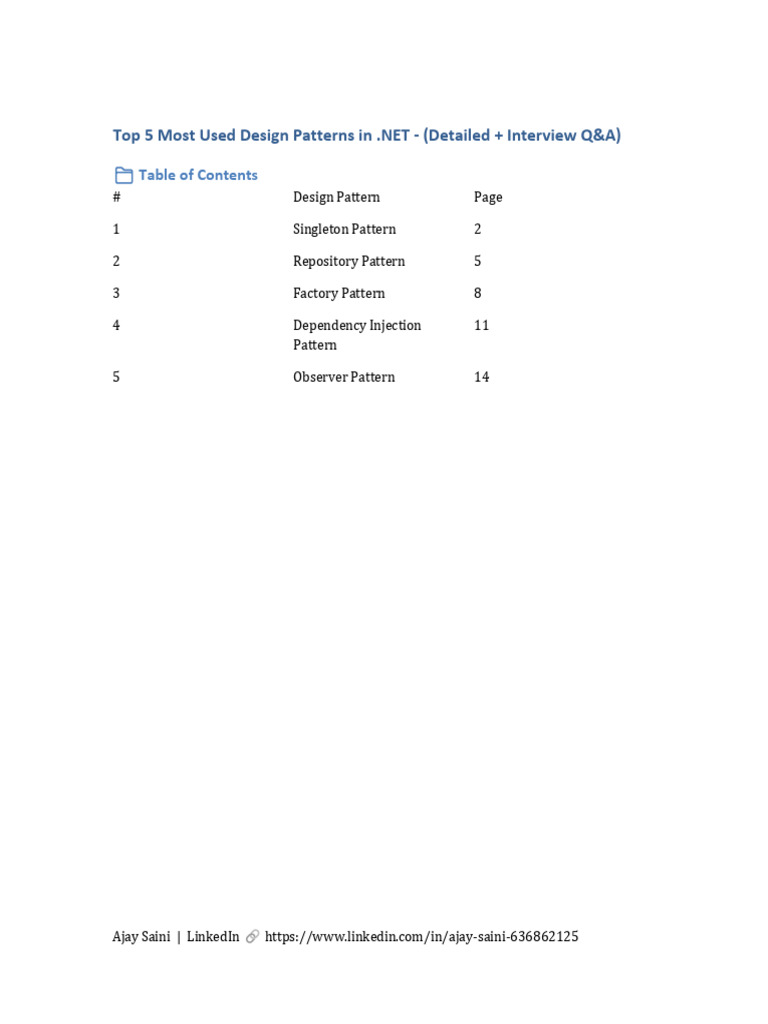 Most Used Design Patterns in .NET - (Detailed Interview Q&A) | PDF ...