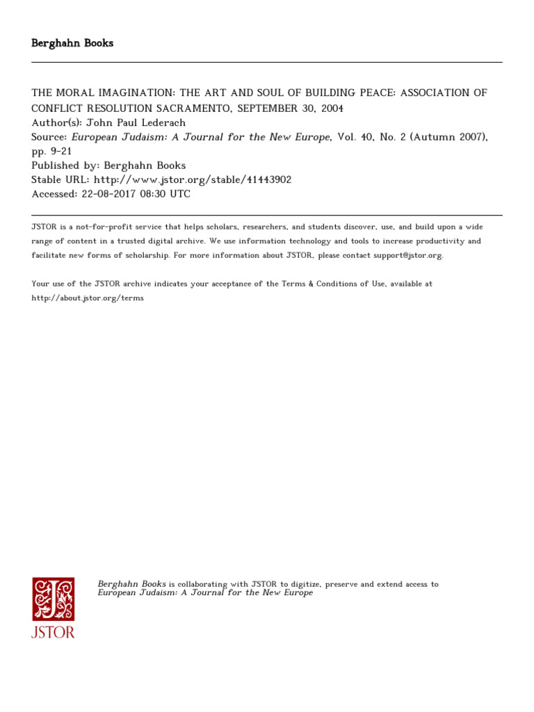 Lederach The Moral Imagination | PDF