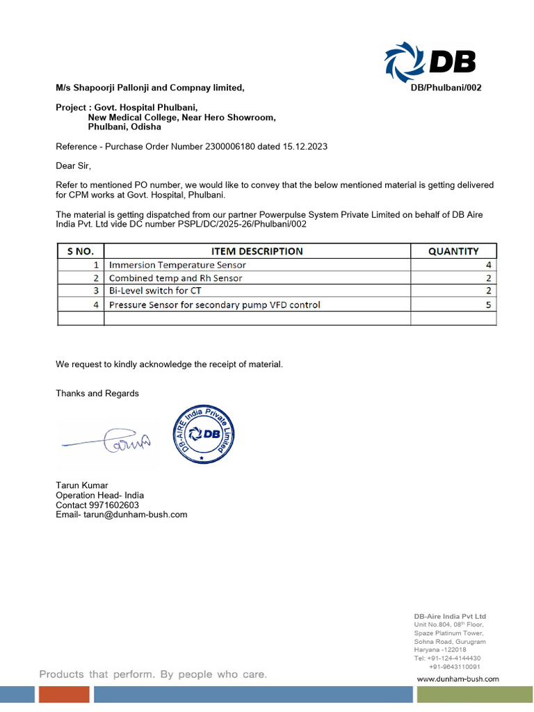 Material Dispatch for Phulbani Hospital | PDF