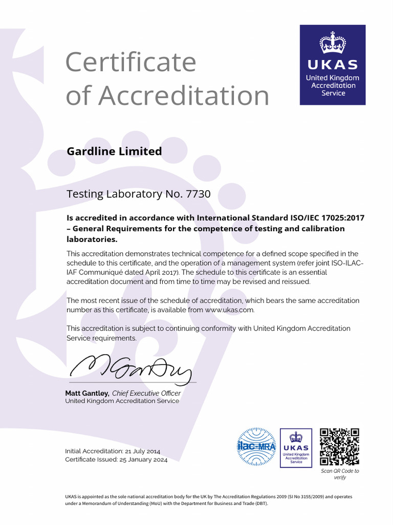 Gardline Limited ISO/IEC 17025 Accreditation | PDF