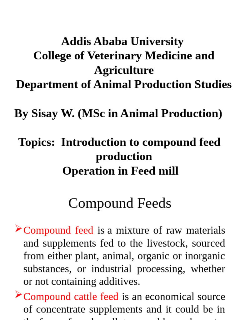 Overview of Compound Feed Production | PDF | Animal Feed | Dairy Cattle