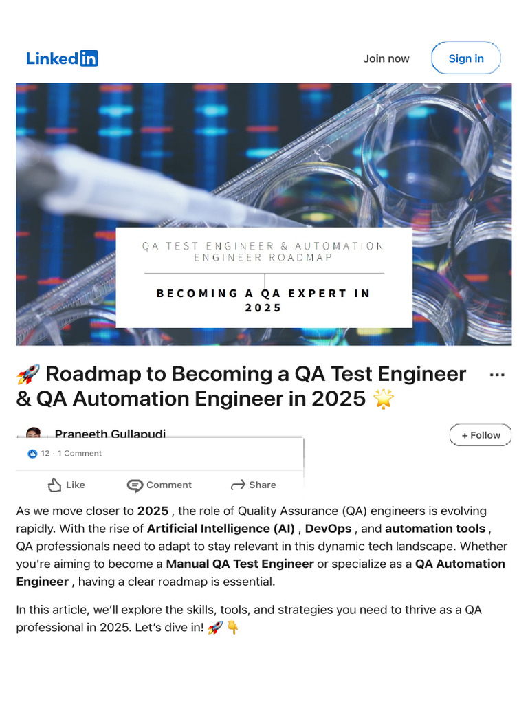 Qa Automation Engineer Roadmap | PDF | Selenium (Software) | Artificial ...