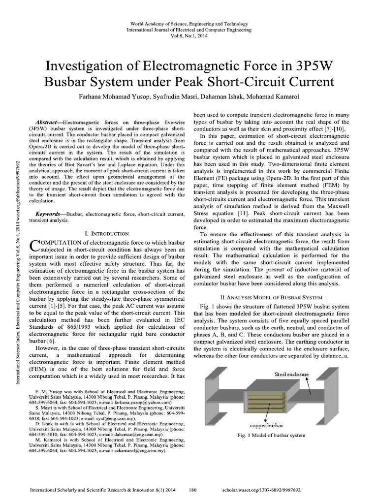 Electromagnetice Force in 3P5W Busbar System | PDF