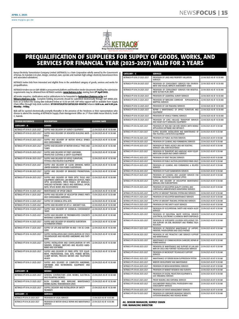 Tender Advert - 56 | PDF