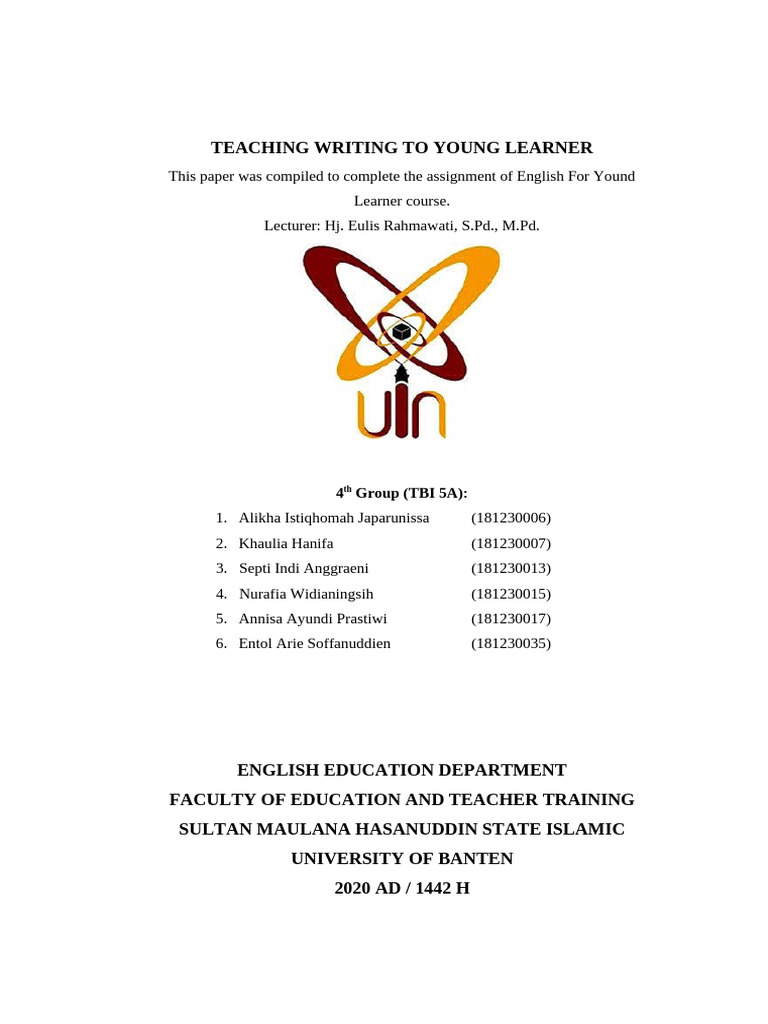 4th GROUP PAPER - TEACHING WRITING - EYL - TBI 5A | PDF | English As A Second Or Foreign ...