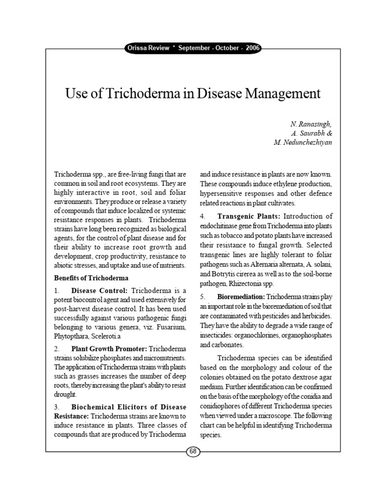 Use of Trichoderma in Disease Management | PDF | Fungus | Organisms