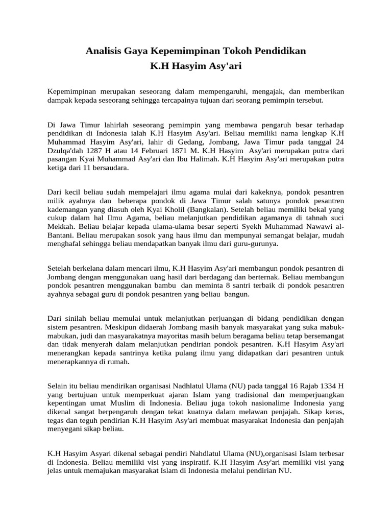 Analisis Gaya Kepemimpinan Tokoh Pendidikan | PDF