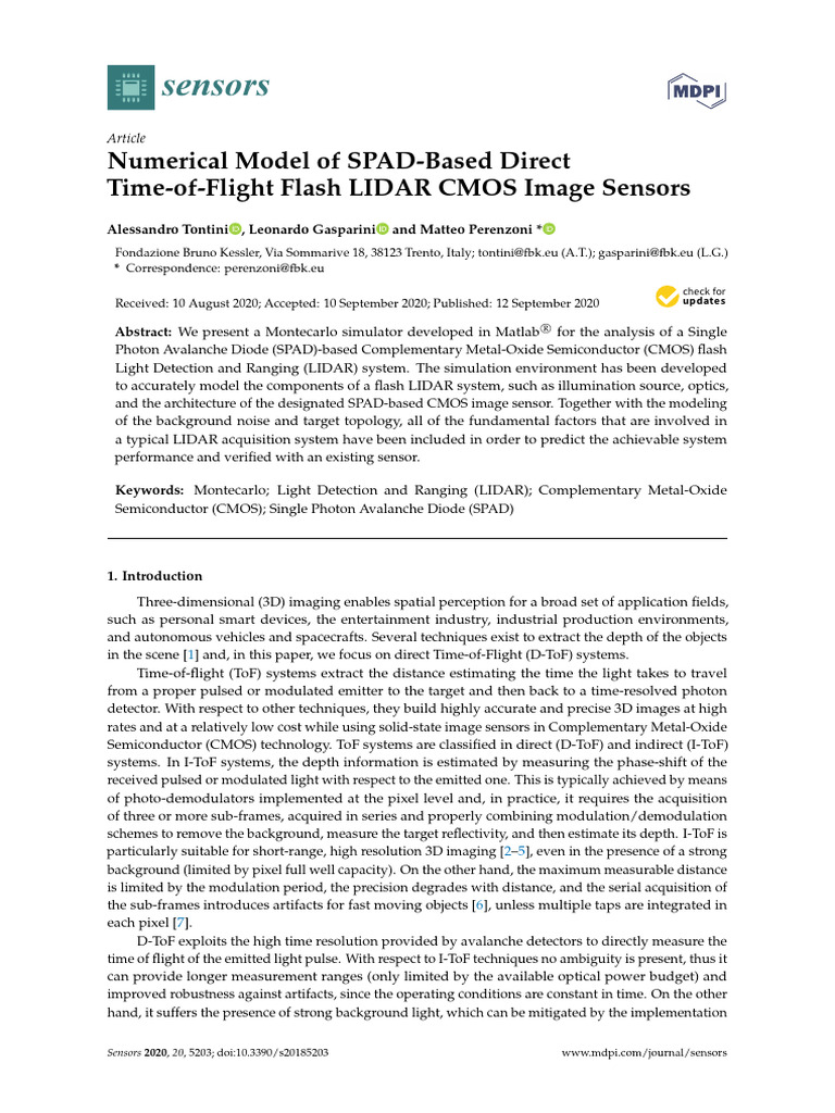 SPAD-Based LIDAR Simulation Model | PDF | Lidar | Optics
