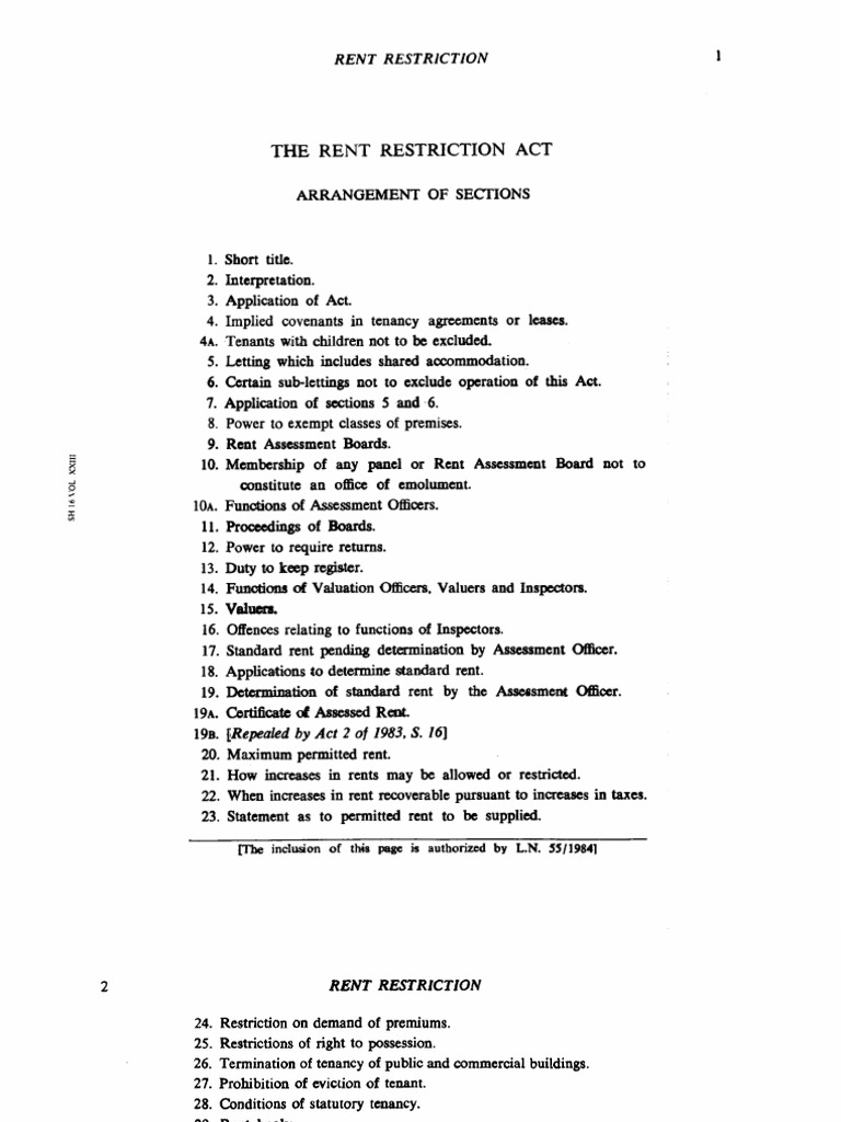 Rent Restriction Act | PDF | Leasehold Estate | Landlord