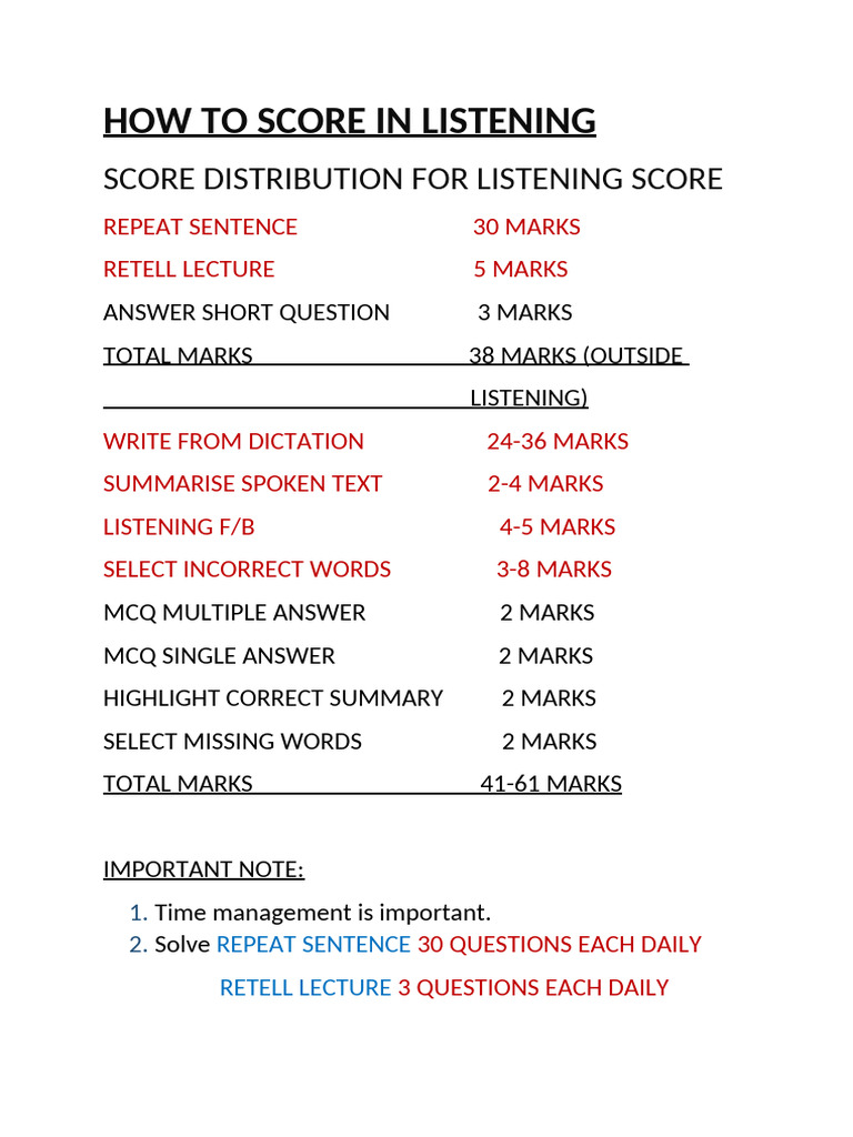 How To Score in Listening | PDF