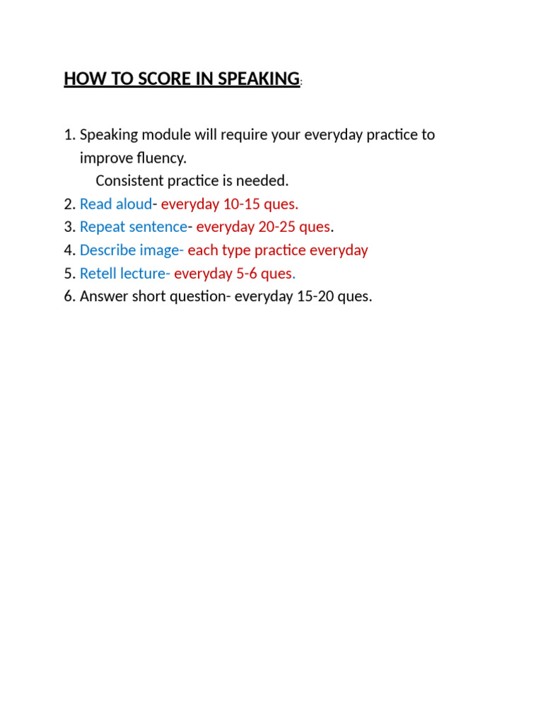 How To Score in Speaking | PDF