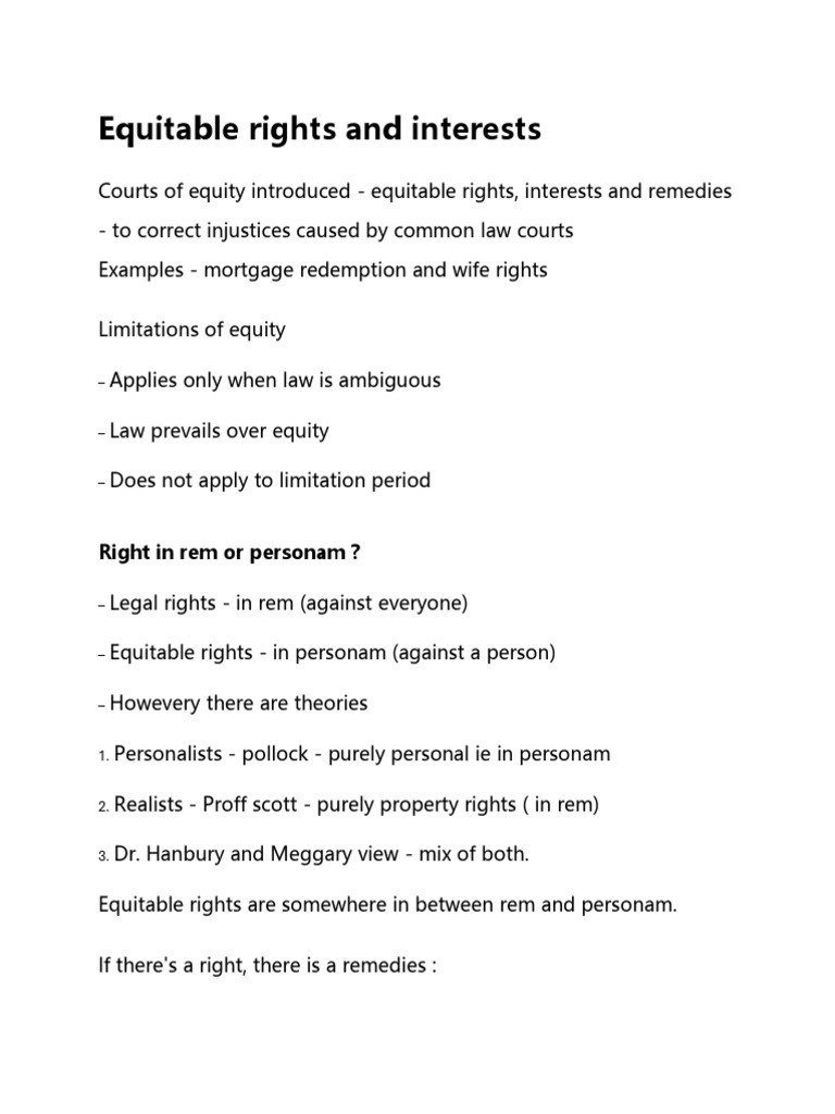 Equitable Rights and Interests | PDF