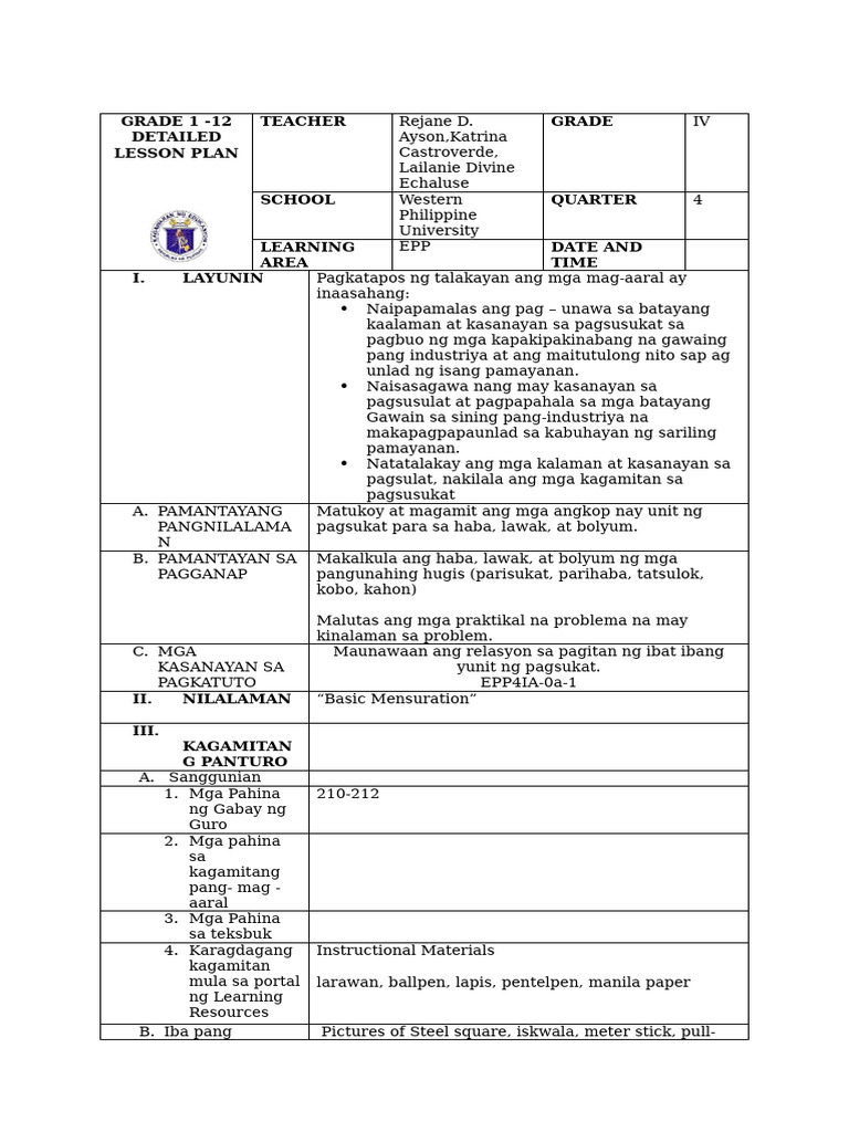Lesson Plan in Epp4 | PDF