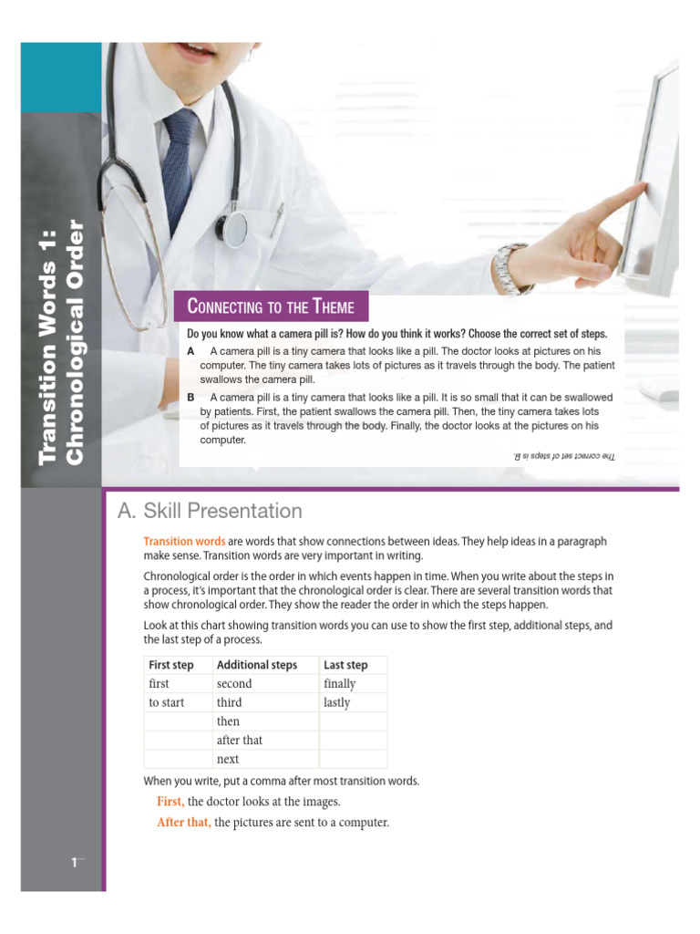 13. 1 Transition Words 1 - Chronological Order | PDF