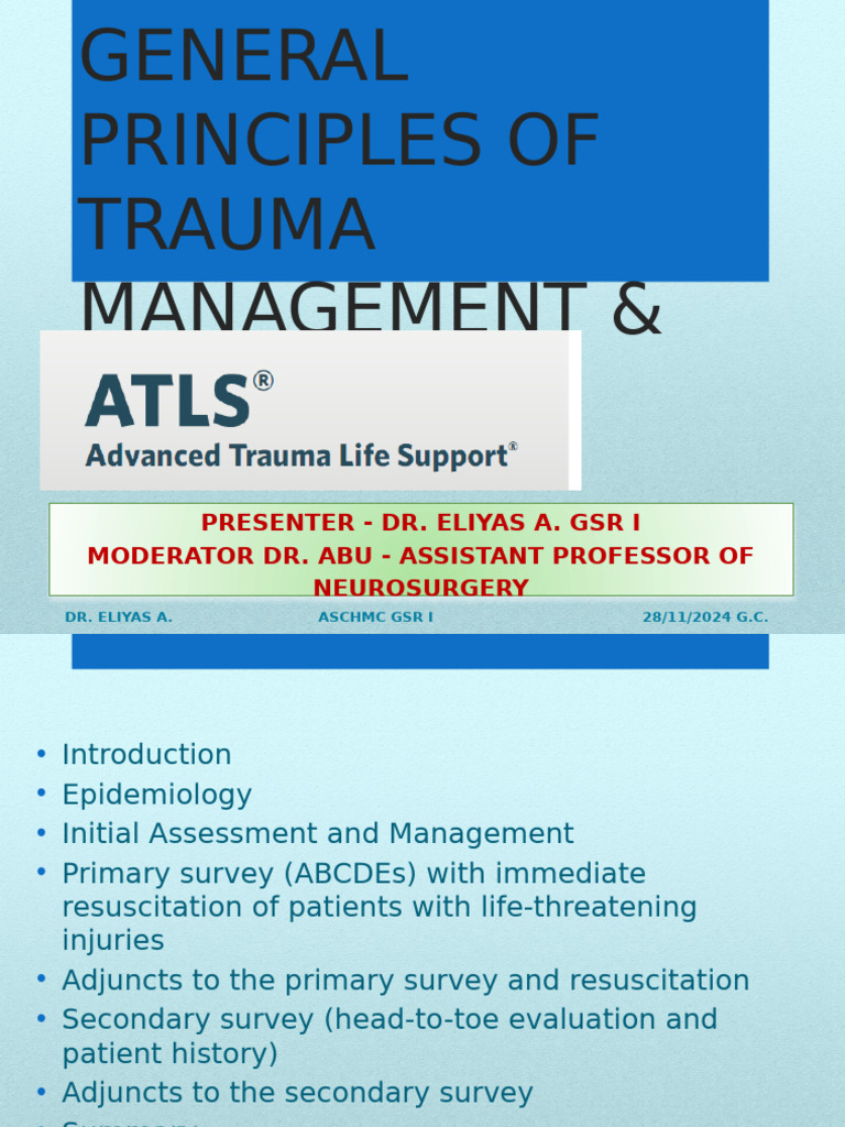 Trauma Management Principles Overview | PDF | Shock (Circulatory ...