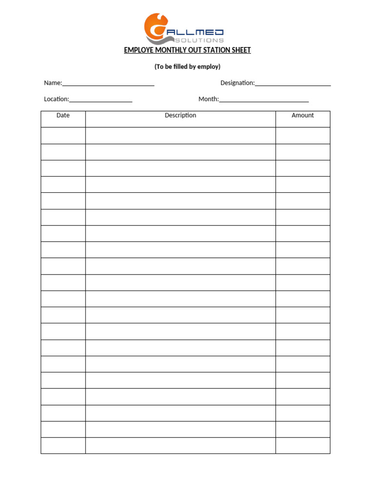Outstation Expanse Form Sheet Format | PDF