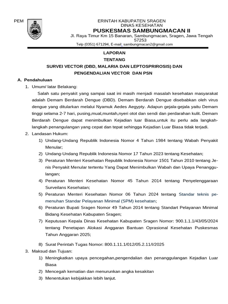 Survei DBD dan Pengendalian Vektor | PDF