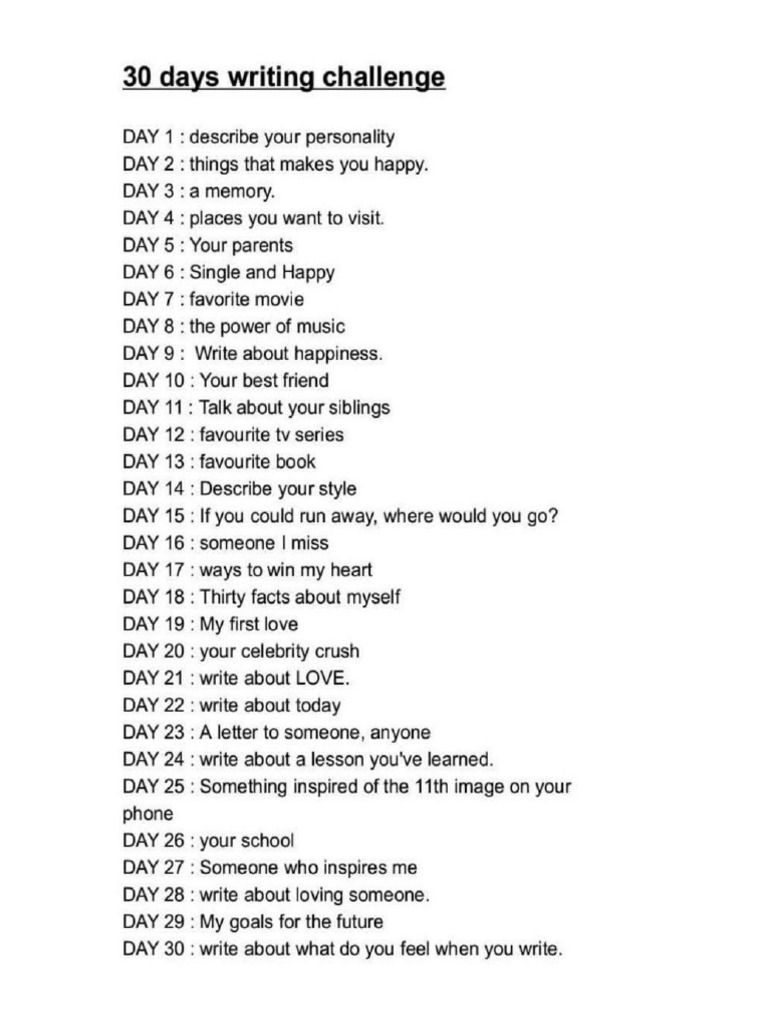 30 Days Writing | PDF