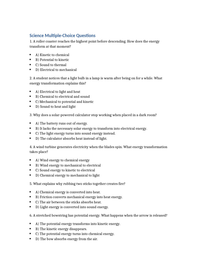Science Multiple Choice Questions | PDF | Machines | Heat